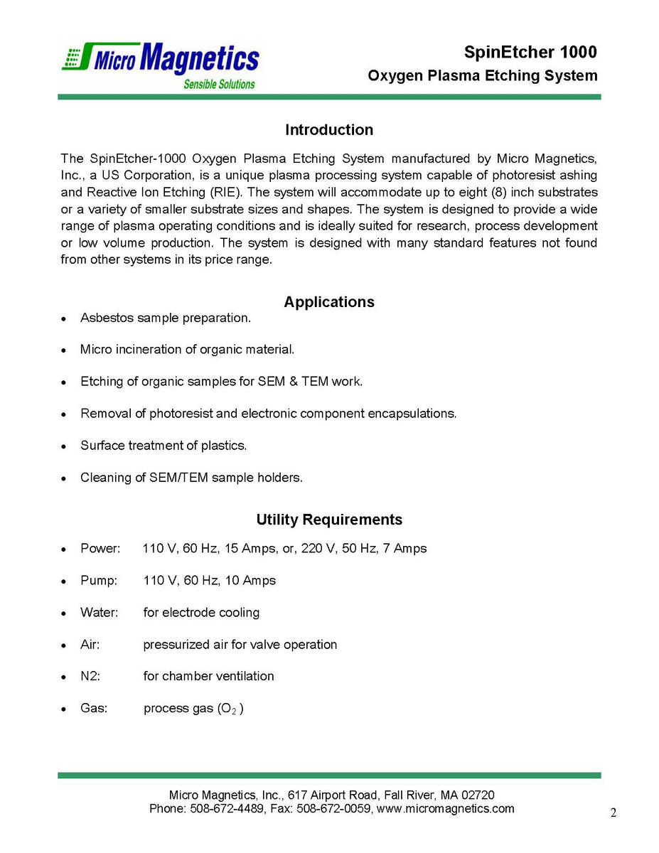 Plasma Etching System (SpinEtcher-1000) – Micro Magnetics